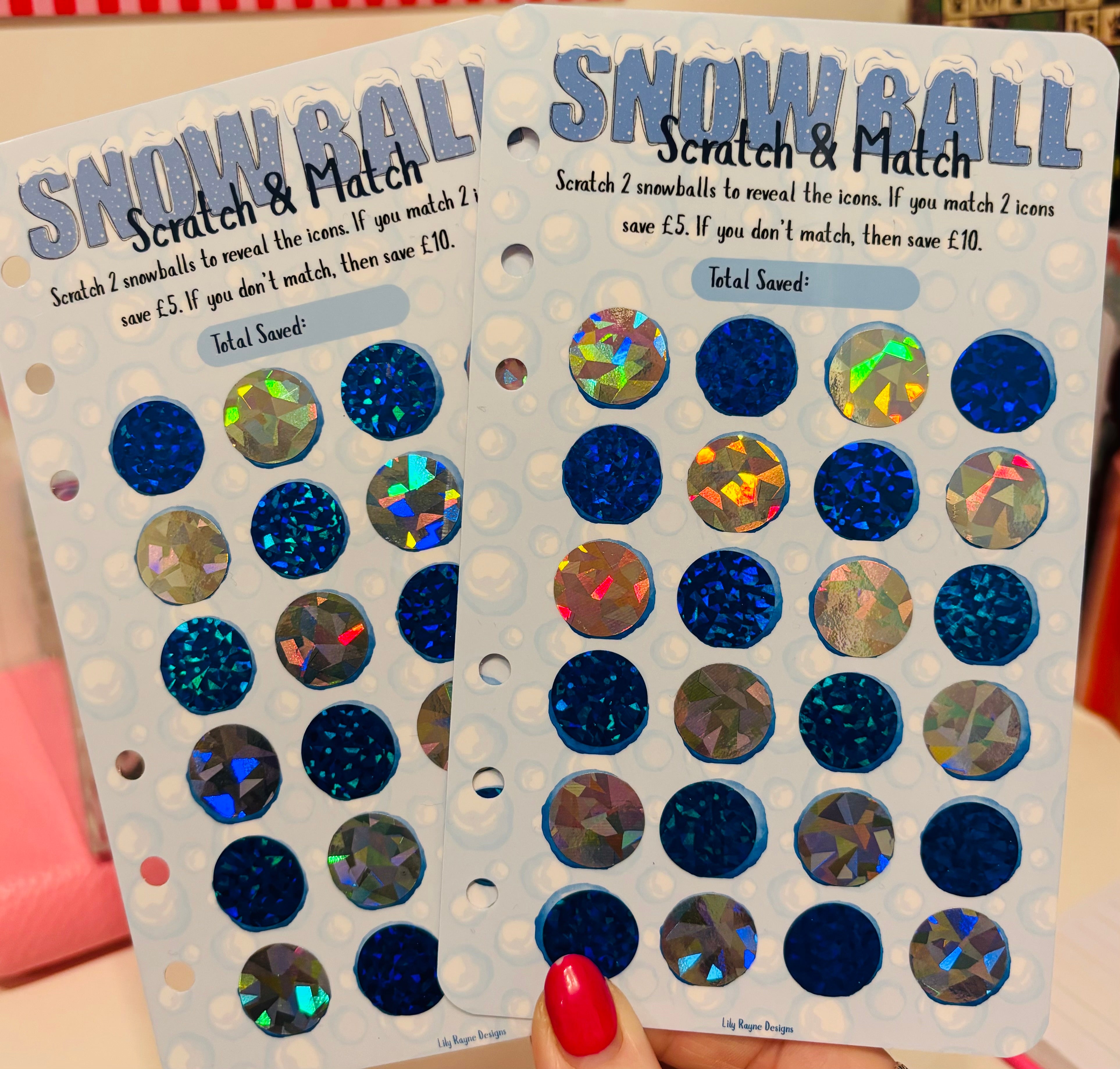 Snowball Scratch & Match Saving Challenge Dashboard – Lily Rayne Designs